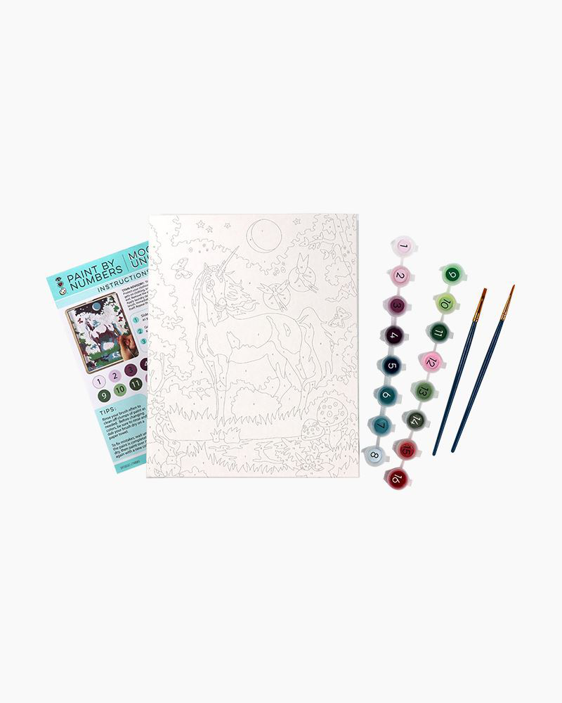 iHeartArt Paint By Numbers Moonlit Unicorn Kit | Bright Stripes | The ...