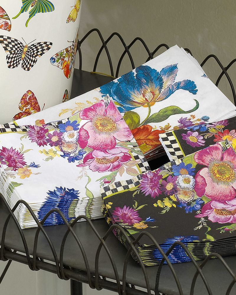White Flower Market Cocktail Paper Napkins (Pack of 20) | MacKenzie ...