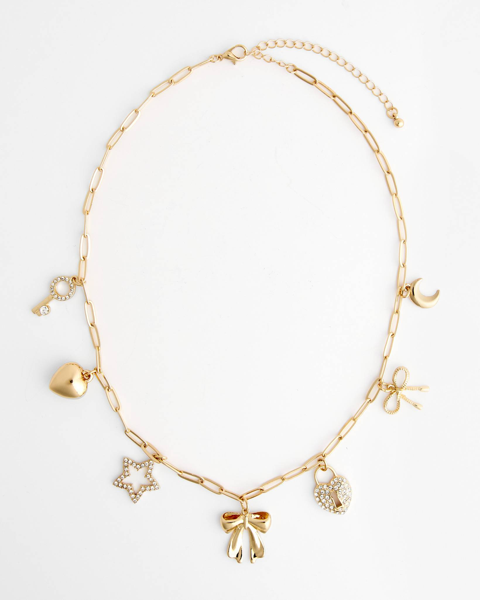 Bow Multi Charm Chain Necklace in Gold | Uncharted Threads | The Paper ...