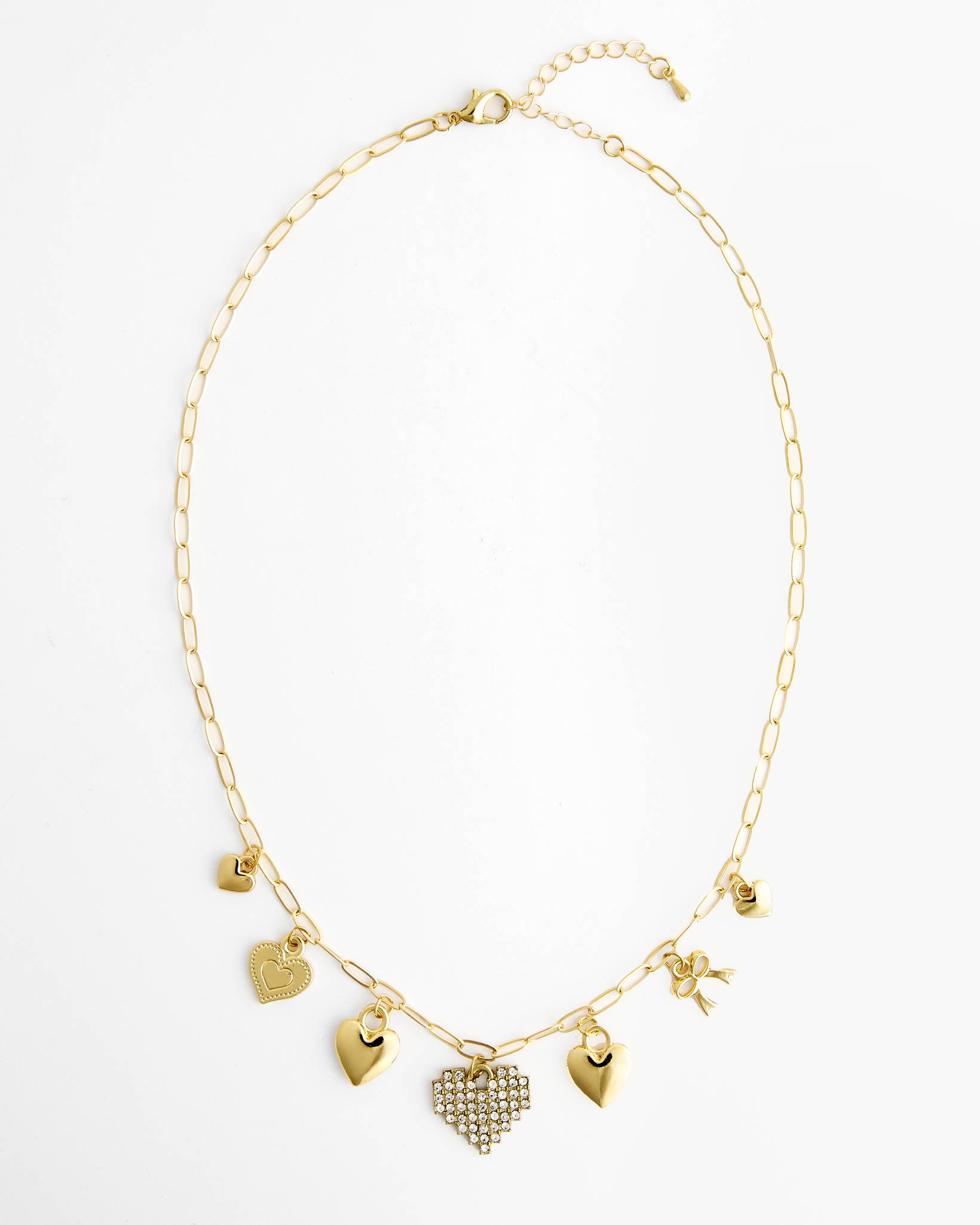 Hearts Multi Charm Chain Necklace in Gold | Oz Jewerly | The Paper Store