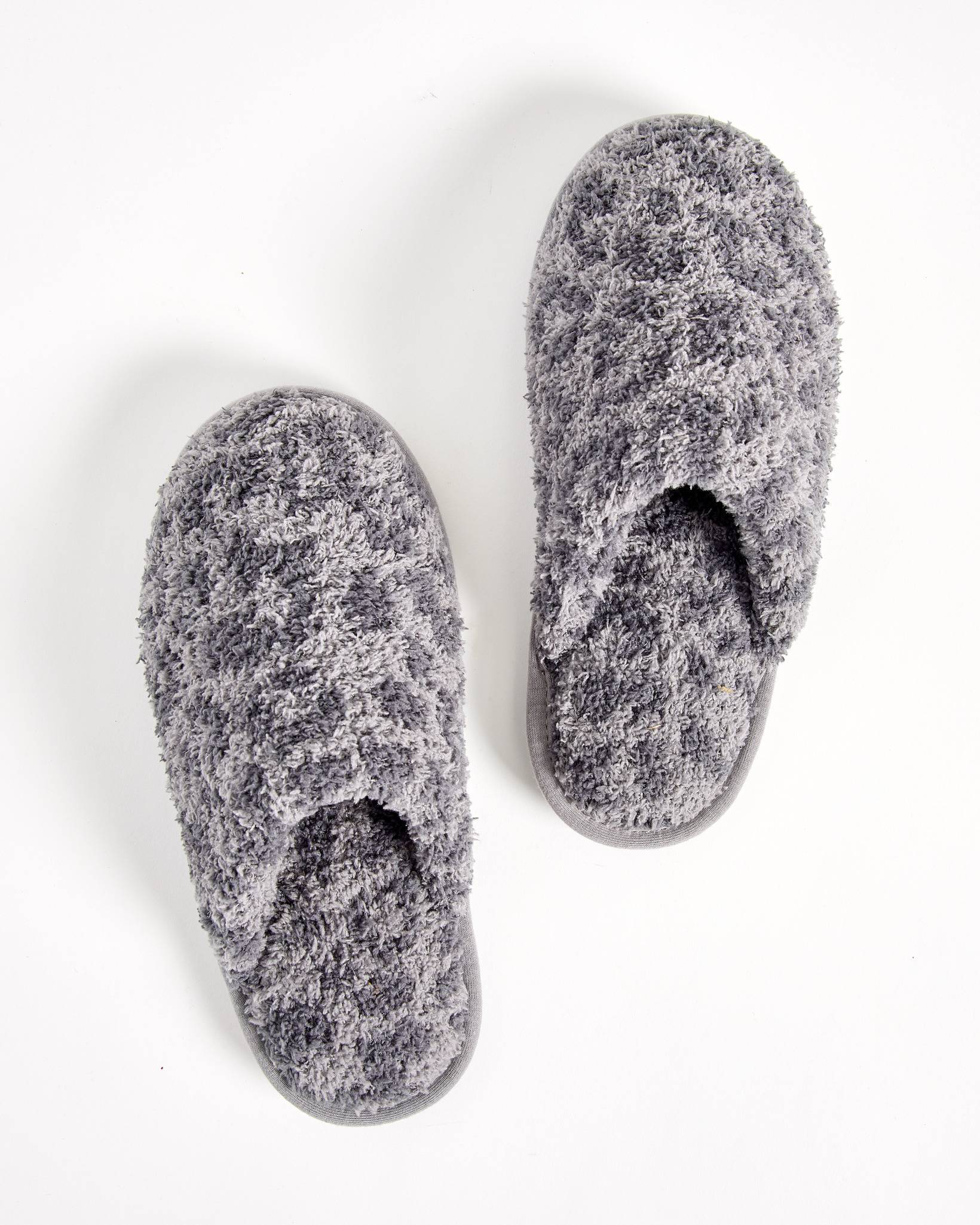 Grey Leopard Print Slide-On Cozy Slippers | mia & tess | The Paper Store