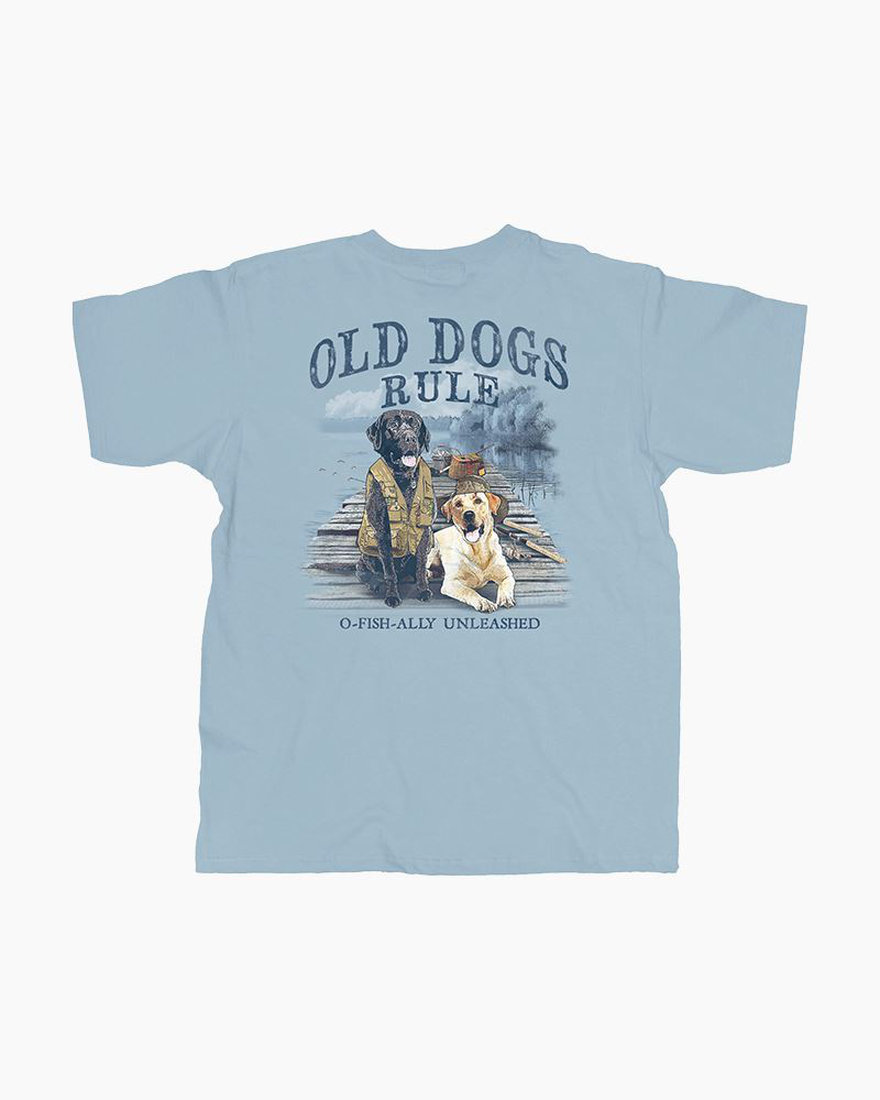 Old Dogs Rule O-Fish-Ally Short Sleeve T-Shirt in Light Blue | Old Guys ...