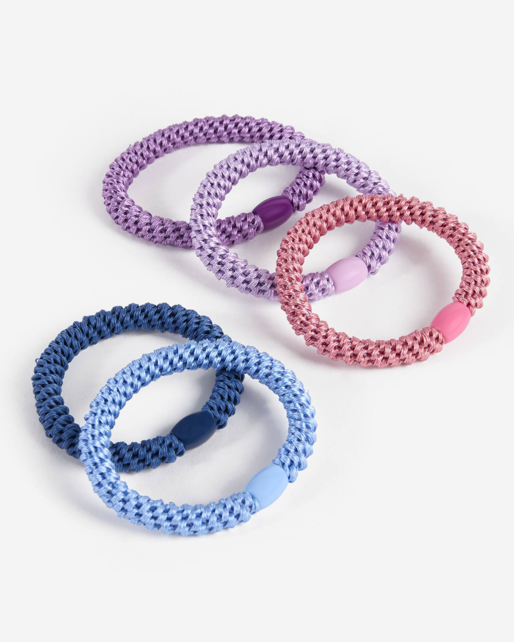 Woven Hair Elastics in Blue, Purple, and Pink (Pack of 5) | Never ...