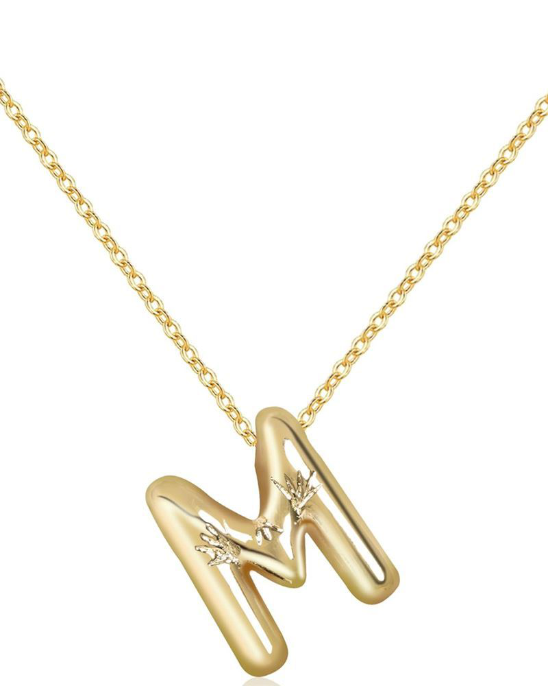 M Bubble Initial Pendant Necklace in Gold | Gemelli | The Paper Store