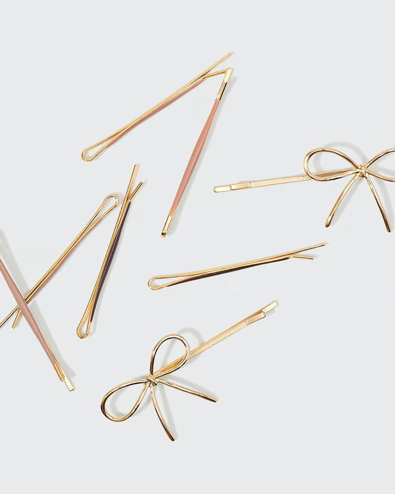 Metal Enamel Cloud & Bow Bobby Pins Set (Pack of 8) | Kitsch | The ...