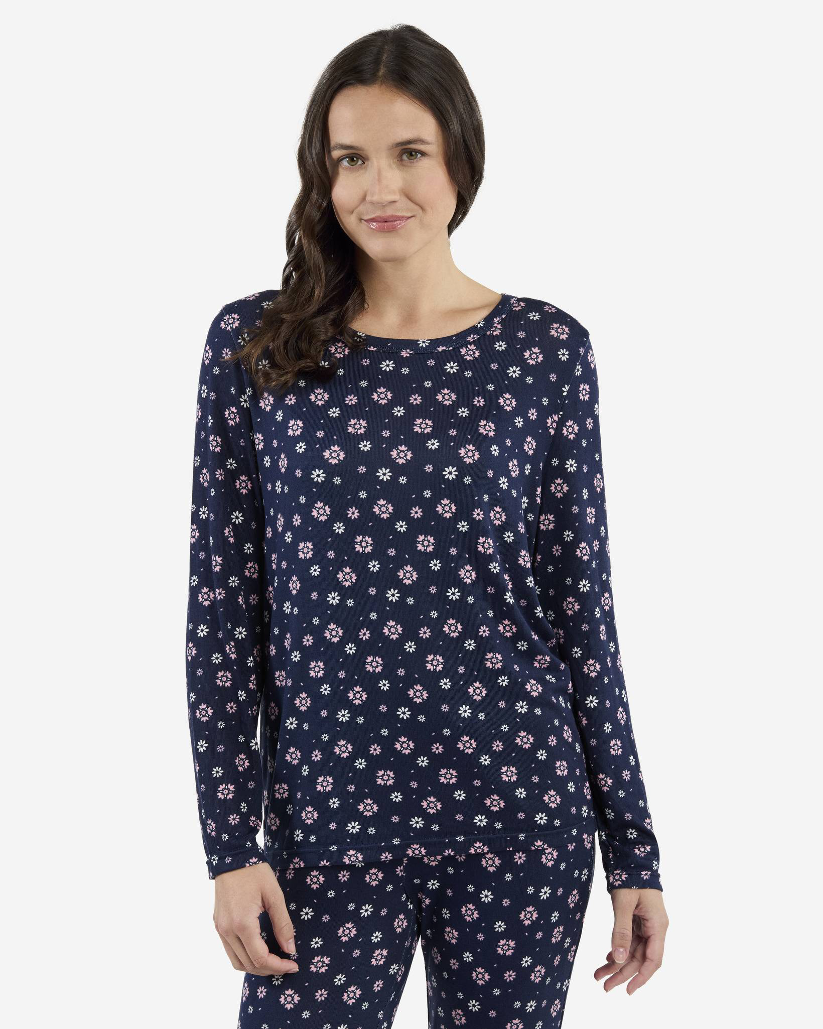 Abstract Navy Medallion Long Sleeve Top and Pajama Pants Set | mia ...