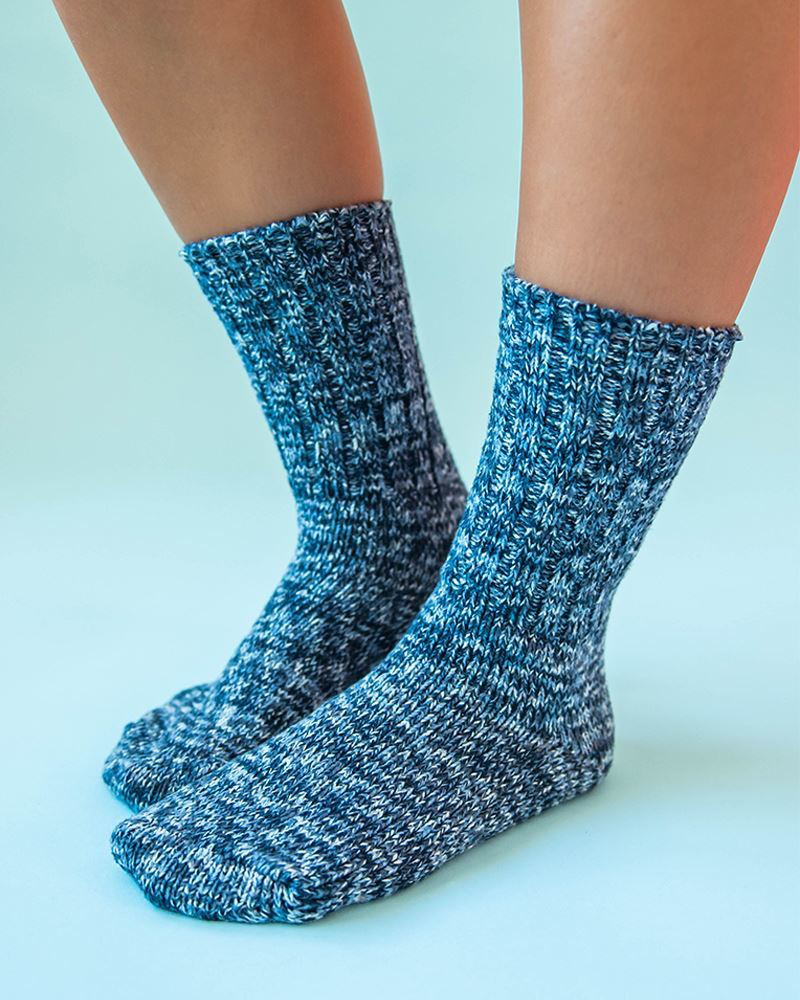 Weekend Ragg Crew Socks in Denim | World's Softest Socks | The Paper Store