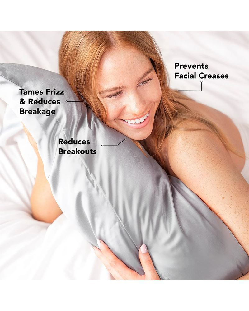 Satin Pillowcase in Silver | Kitsch | The Paper Store