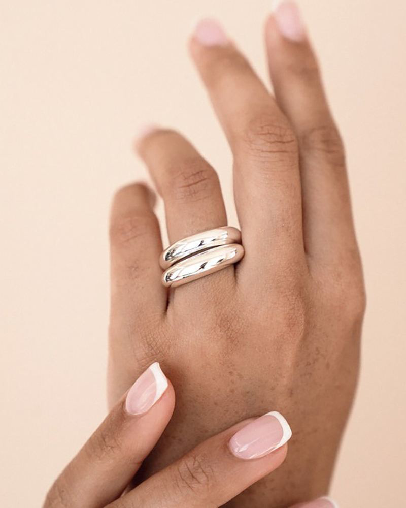 Modern Dome Ring Set in Silver Size 6 | Ettika | The Paper Store