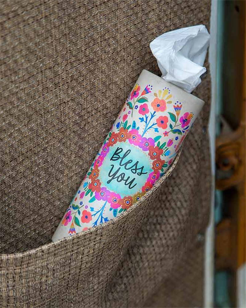 Bless You Floral Car Tissues (Set of 3) | Natural Life | The Paper Store