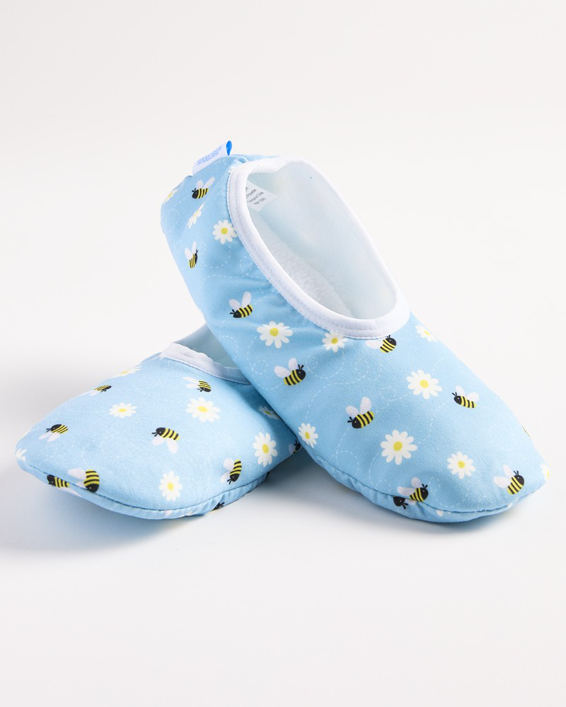 Blue Bee Pattern Skinnies Foot Coverings | Snoozies | The Paper Store
