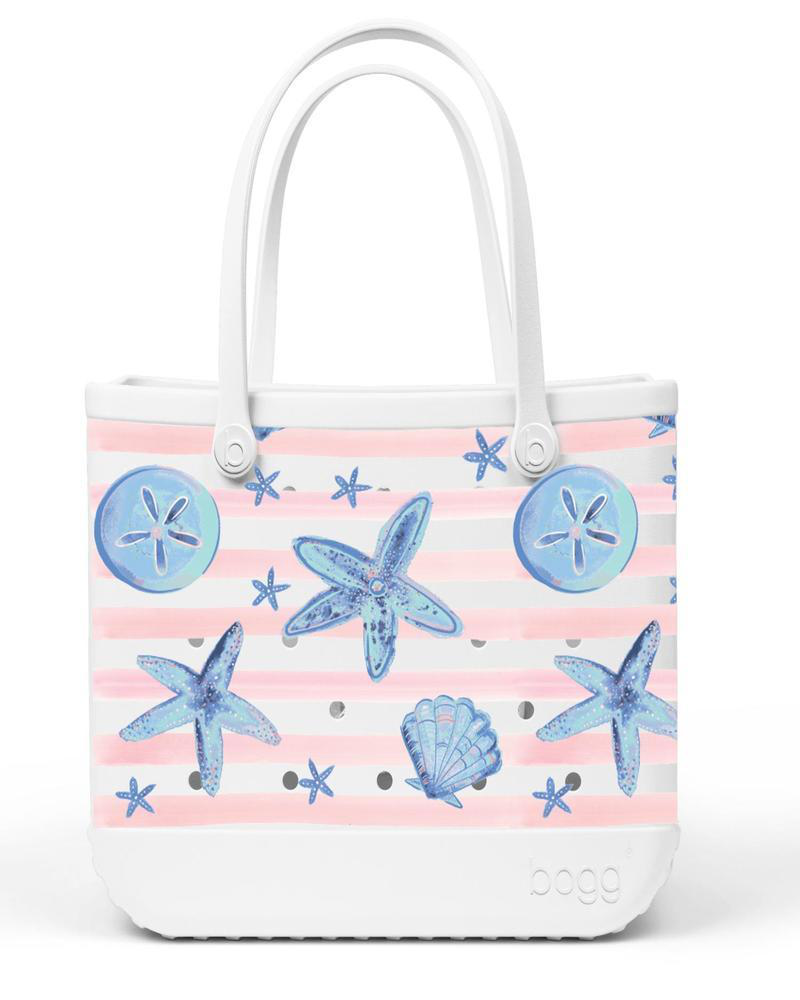 Exclusive Original Bogg Bag In Pink Stripes And Blue Shells Bogg Bag