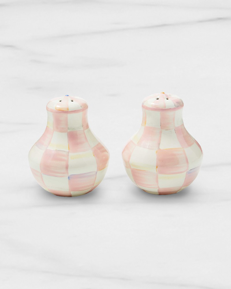 Rosy Check Salt & Pepper Shakers Set | MacKenzie-Childs | The Paper Store