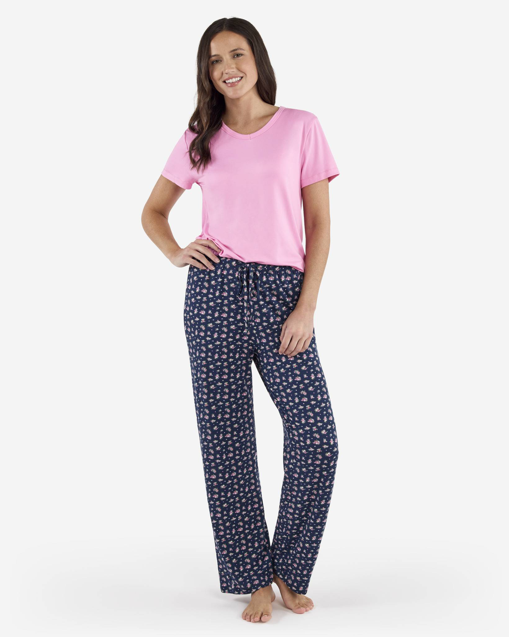 Dark Navy Floral Pattern PJ Lounge Pants | mia & tess | The Paper Store