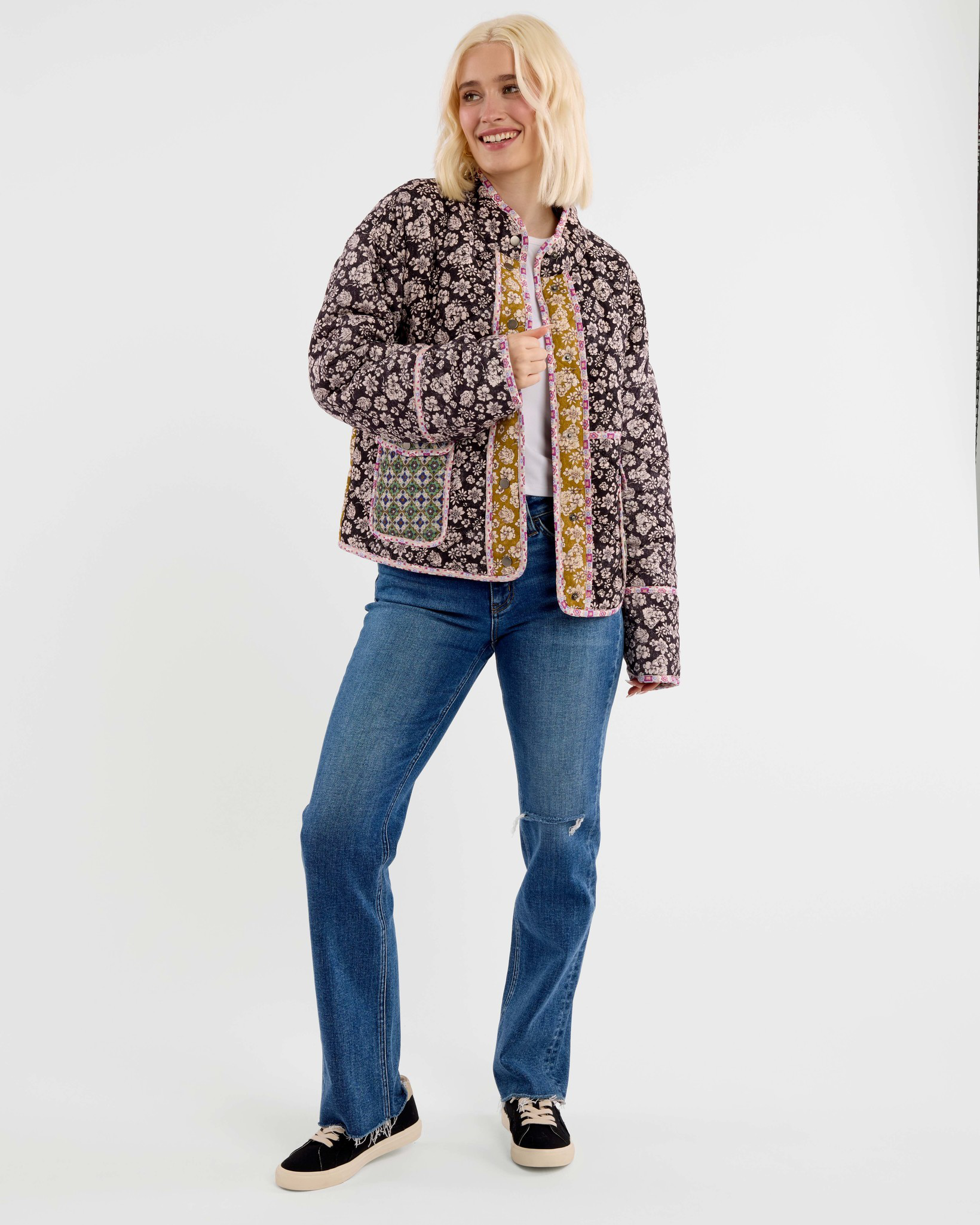 Quilted Floral Jacket in Multicolor | Uncharted Threads | The Paper Store
