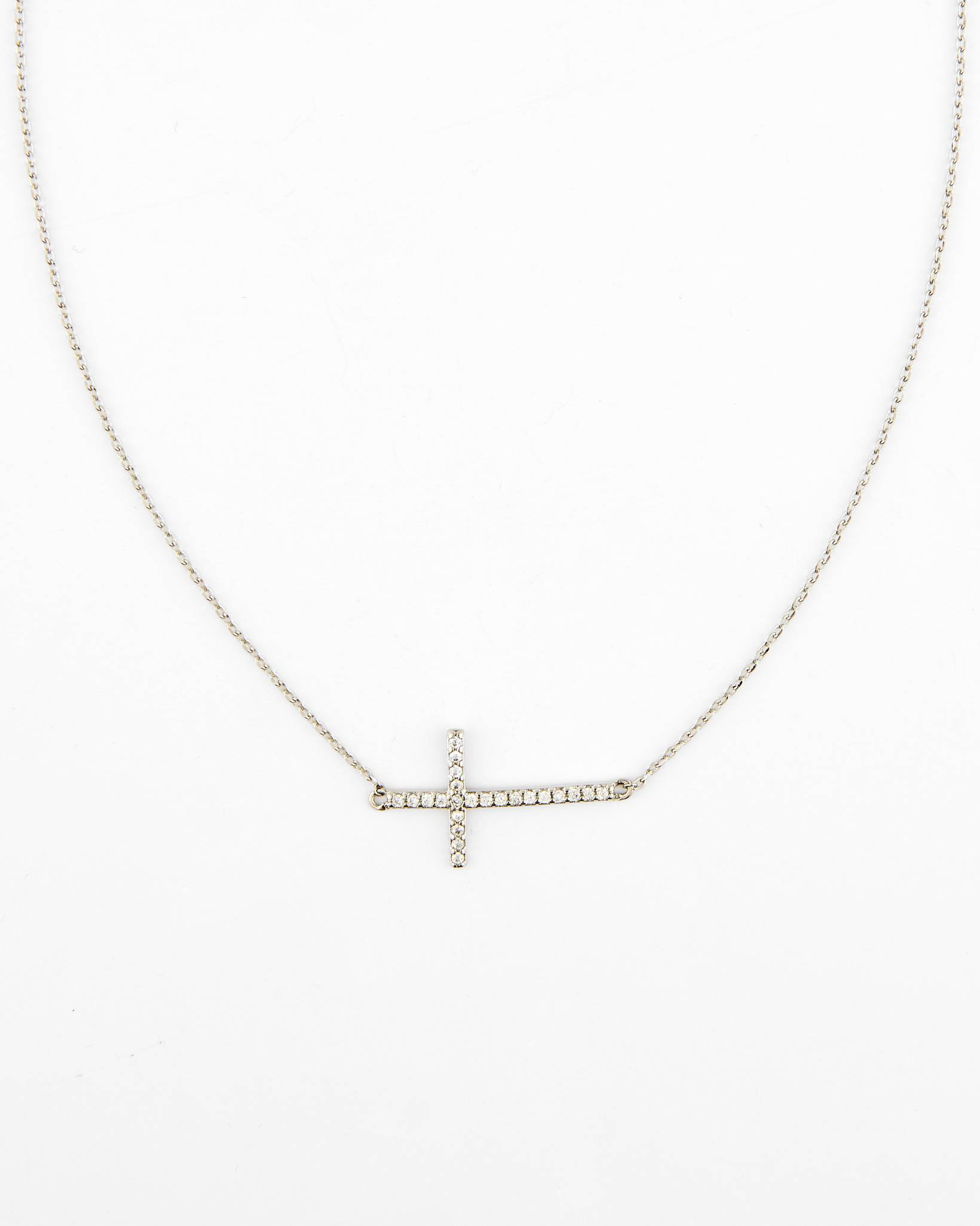 Crystal Pave Cross Chain Necklace in Silver | Uncharted Threads | The ...