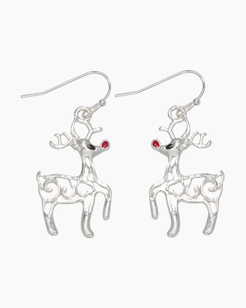 Prancing Rudolph Drop Earrings in Silver | Periwinkle by Barlow | The ...