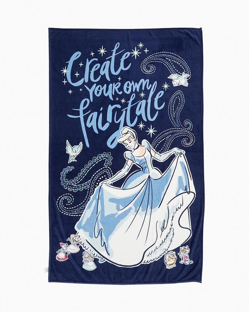 Disney Plush Throw Blanket in Cinderella Paisley Twilight Blue | Vera ...