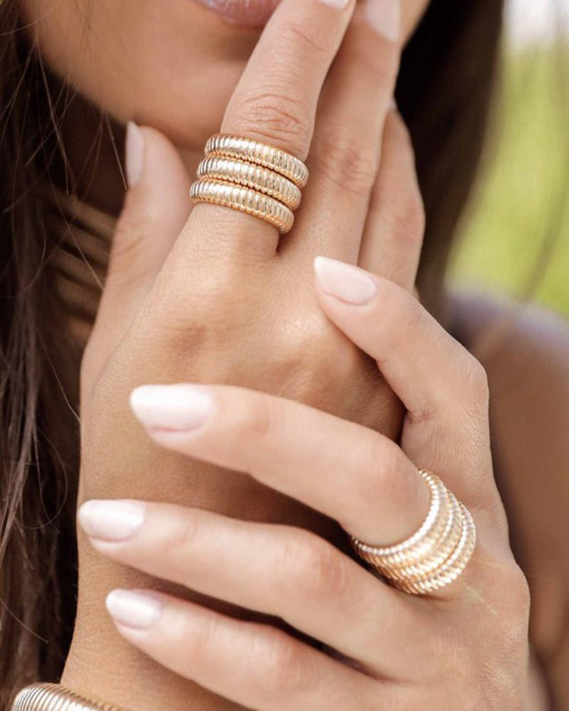 Ribbed Flex Ring in Gold Size 8 | Ettika | The Paper Store