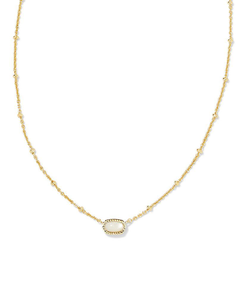 Mini Elisa Gold Satellite Short Pendant Necklace in Ivory Mother-of ...