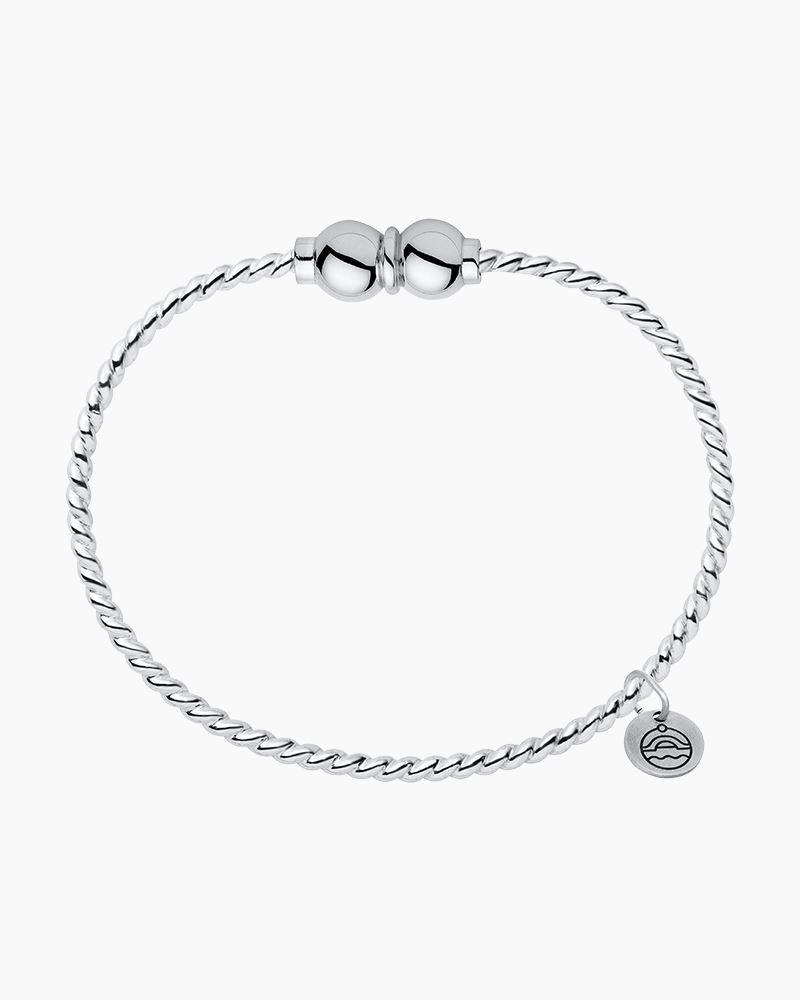 Double Ball Twist Band Bangle Bracelet in Sterling Silver | Cape Cod ...