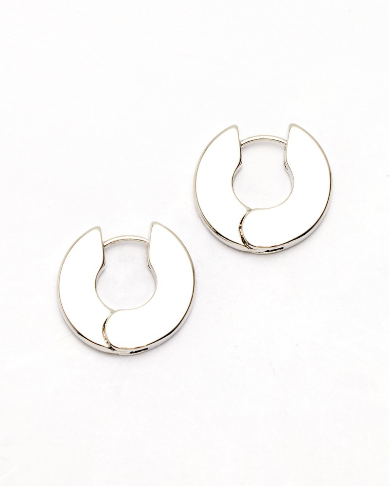 Sleek Circle Huggie Hoop Earrings in Silver | Uncharted Threads | The ...