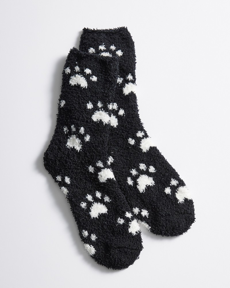 Paw Print Butter Socks in Black | Mia & Tess | The Paper Store