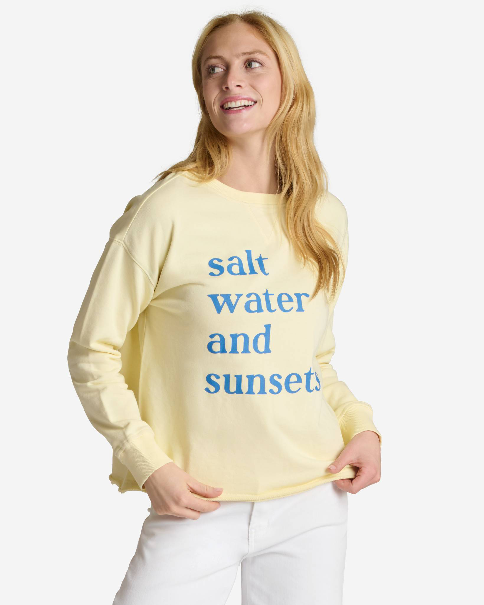 Salt Water and Sunsets Saying Top in Yellow | mia & tess | The Paper Store