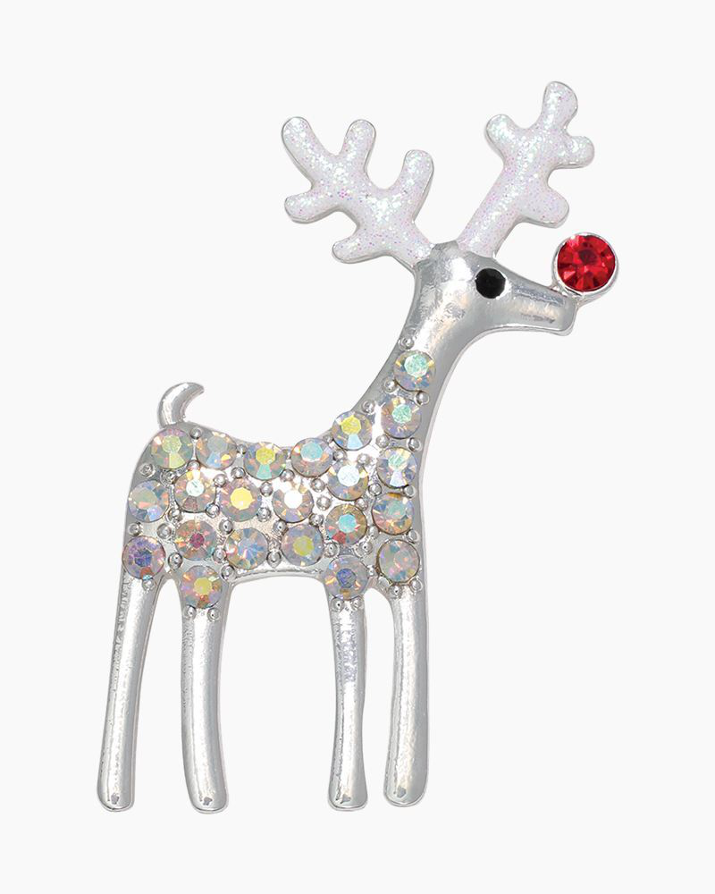 Crystal Decorated Rudolph Pin in Silver | Periwinkle by Barlow | The ...