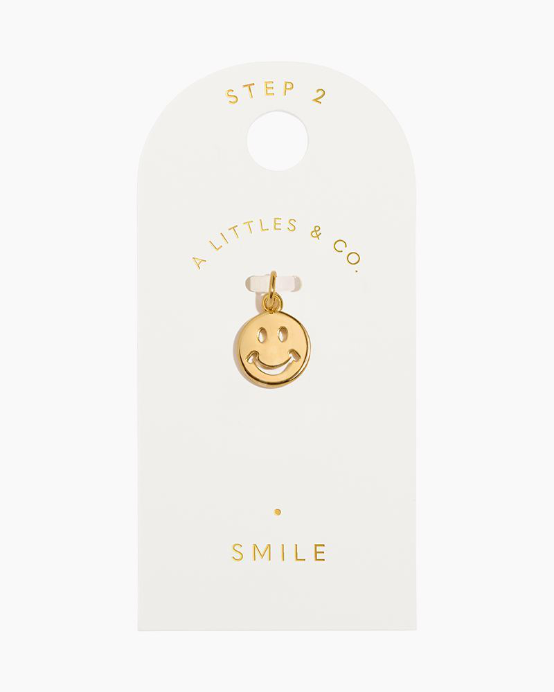 Small Smiley Face Charm in Gold | A Littles & Co | The Paper Store