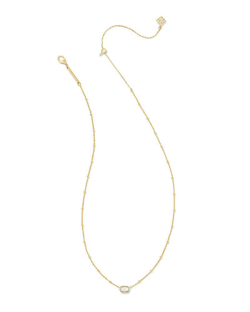 Mini Elisa Gold Satellite Short Pendant Necklace in Ivory Mother-of ...