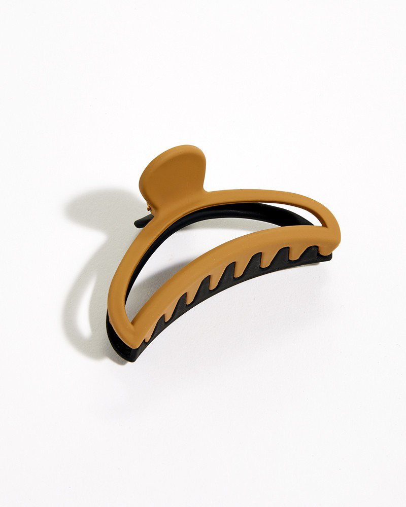 Two-Tone Open Half Moon Hair Claw Clip in Brown and Black | Never ...