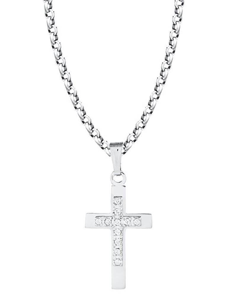 CZ Center Cross Necklace in Sterling Silver | Evening Tide | The Paper ...