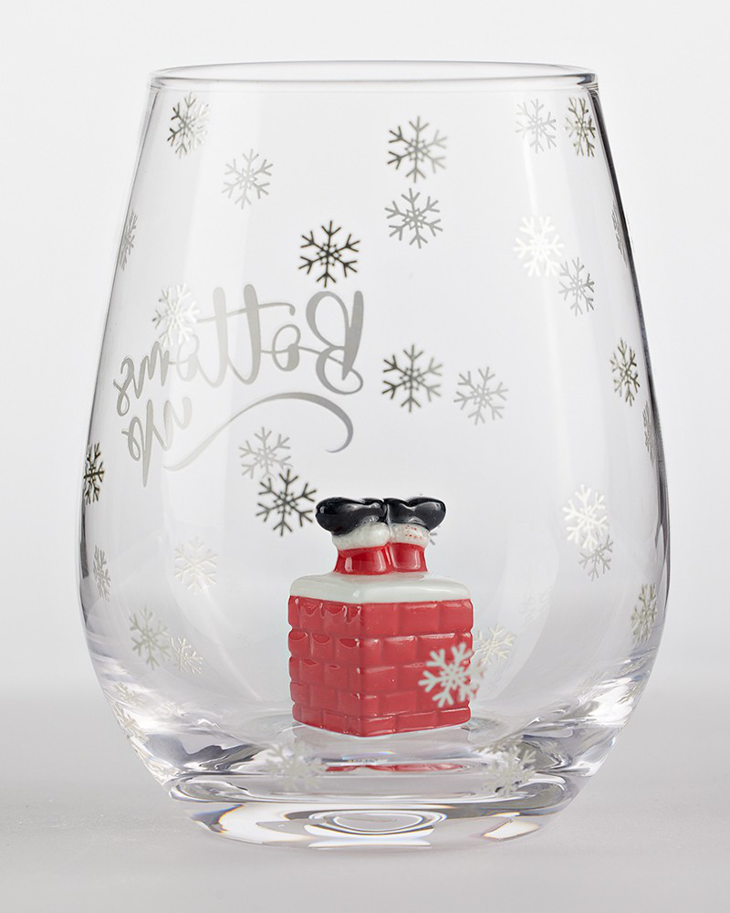Bottoms Up Santa Legs Stemless Wine Glass | Merry Makers | The Paper Store