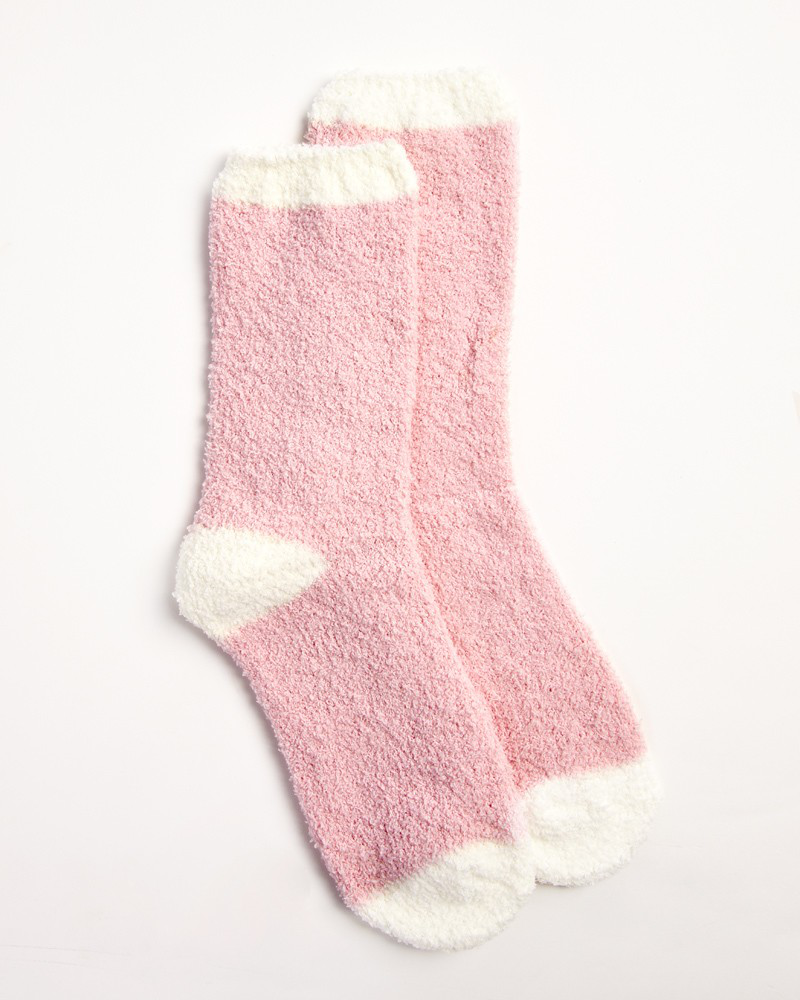 Solid Color Cozy Socks in Pink | mia & tess | The Paper Store