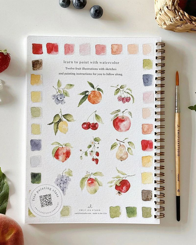 Fruit Watercolor Workbook | EMILY LEX STUDIO | The Paper Store