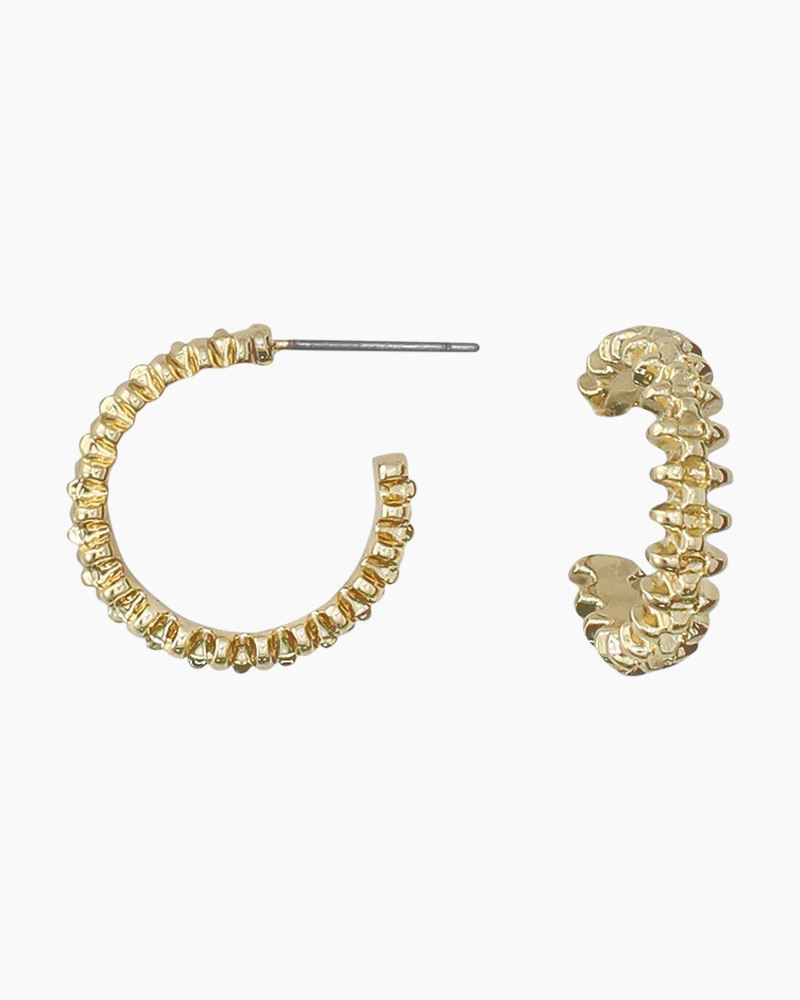 Rugged Textured Metal Hoop Earrings in Gold | Periwinkle by Barlow ...