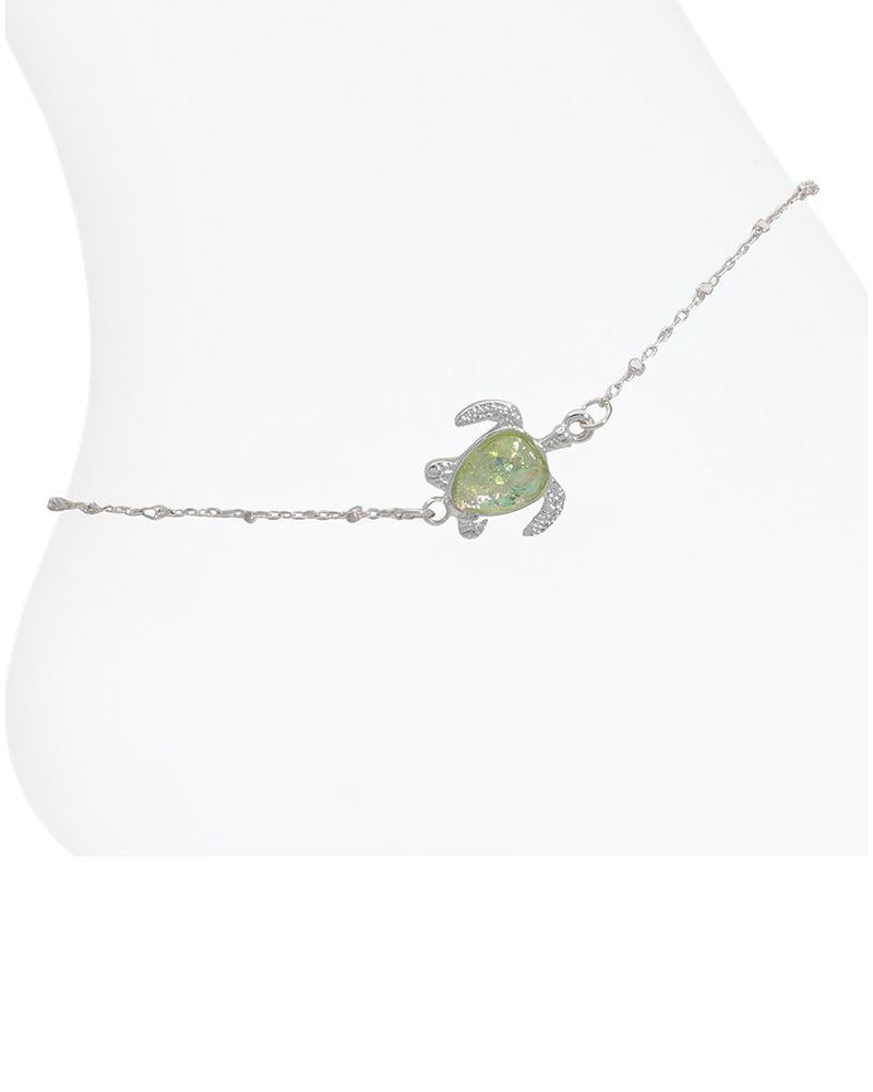 Glittering Turtle Chain Anklet in Silver | Periwinkle by Barlow | The ...
