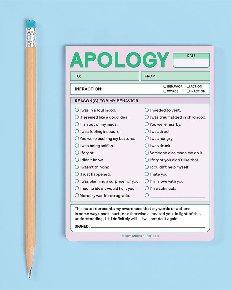 Apology Nifty Note Pad (Pastel Version) | Hachette Book Group | The ...