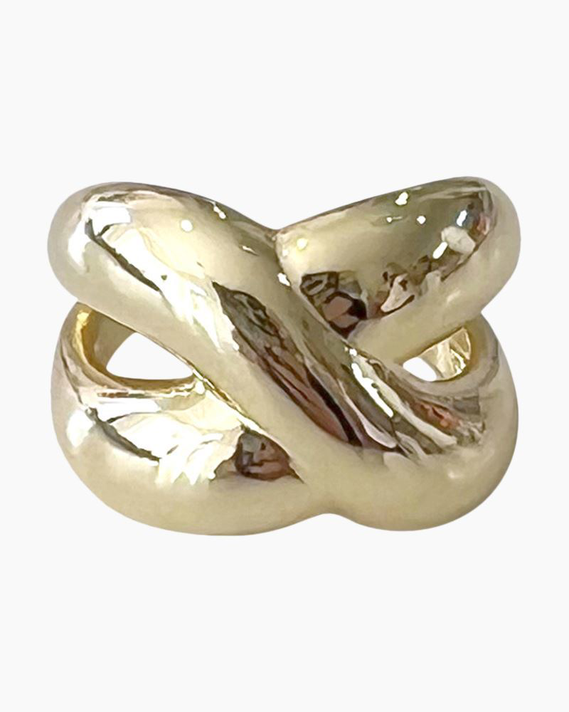 Murphy Puff Cross Ring in Gold | Gemelli | The Paper Store