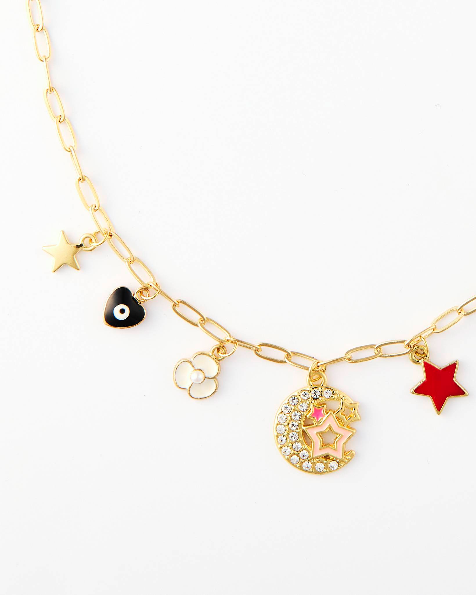 Celestial Multi Charm Chain Necklace in Gold | Oz Jewerly | The Paper Store