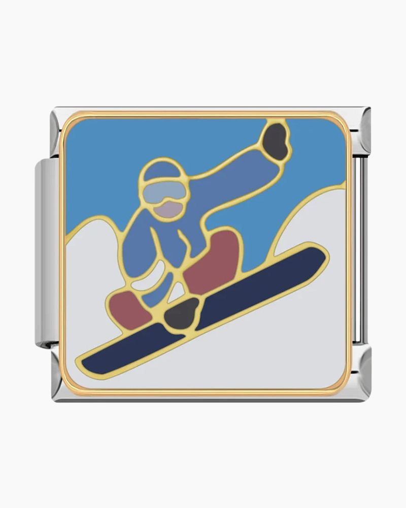 Snowboarding Charm in Silver | My Italian Bracelet | The Paper Store