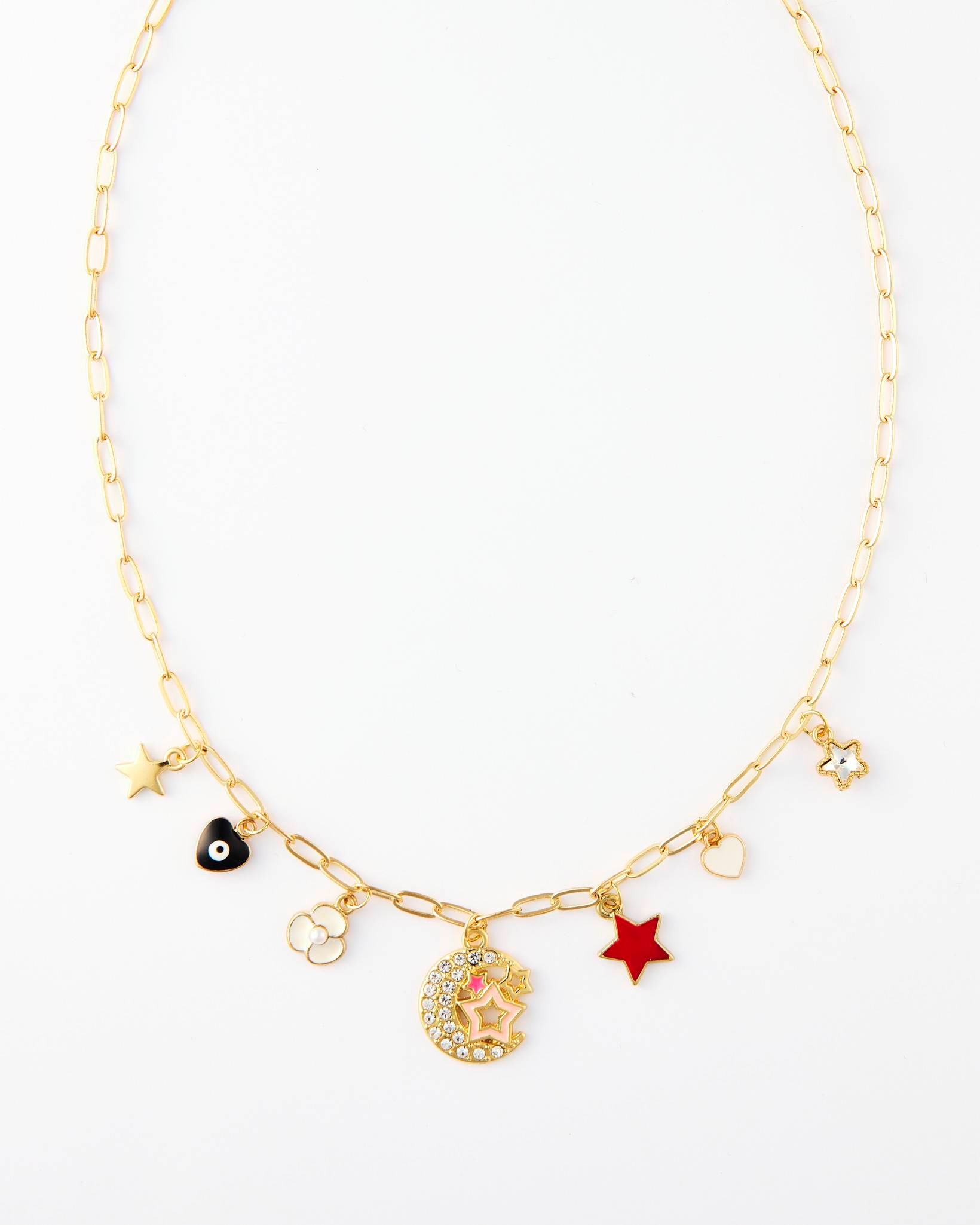 Celestial Multi Charm Chain Necklace in Gold | Oz Jewerly | The Paper Store