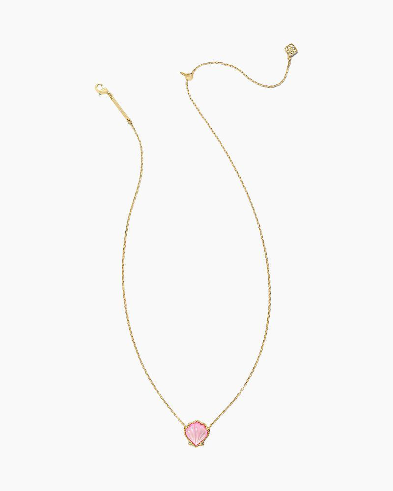 Brynne Shell Gold Short Pendant Necklace in Blush Mother-of-Pearl ...