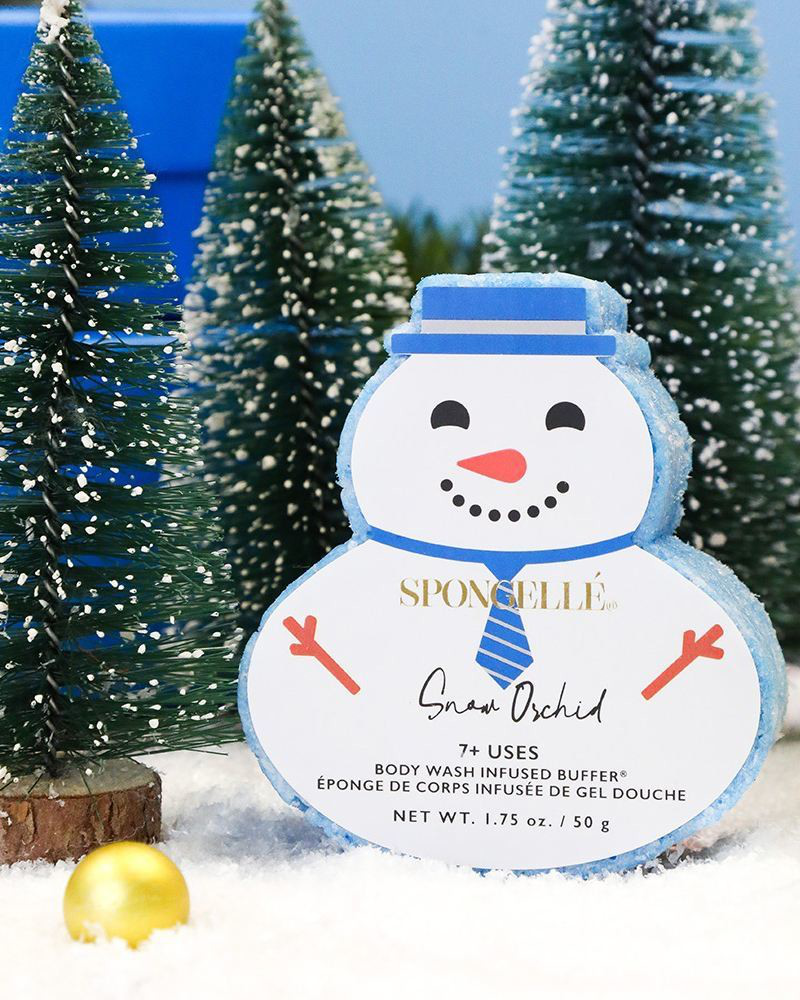 Snow Orchid Holiday Snowman Body Wash Infused Buffer Sponge | Spongelle ...