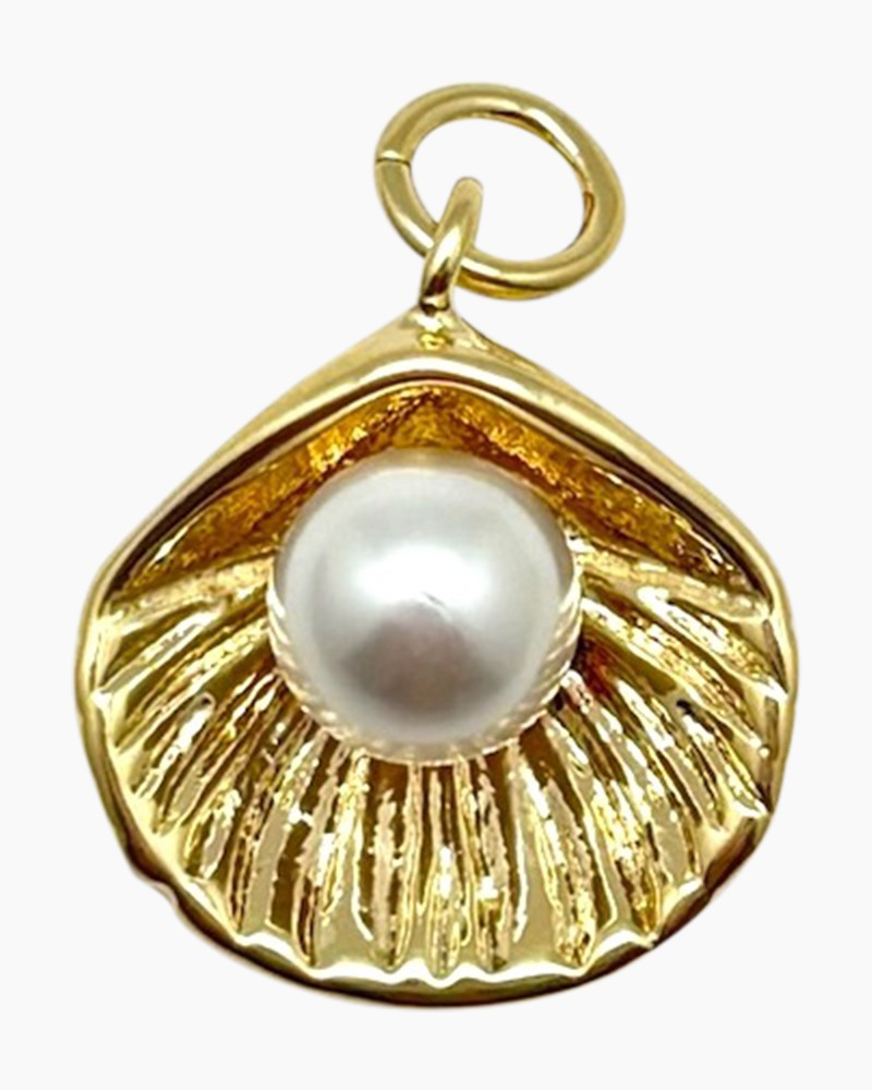 Clam Shell and Pearl Charm in Gold | Shiver + Duke | The Paper Store