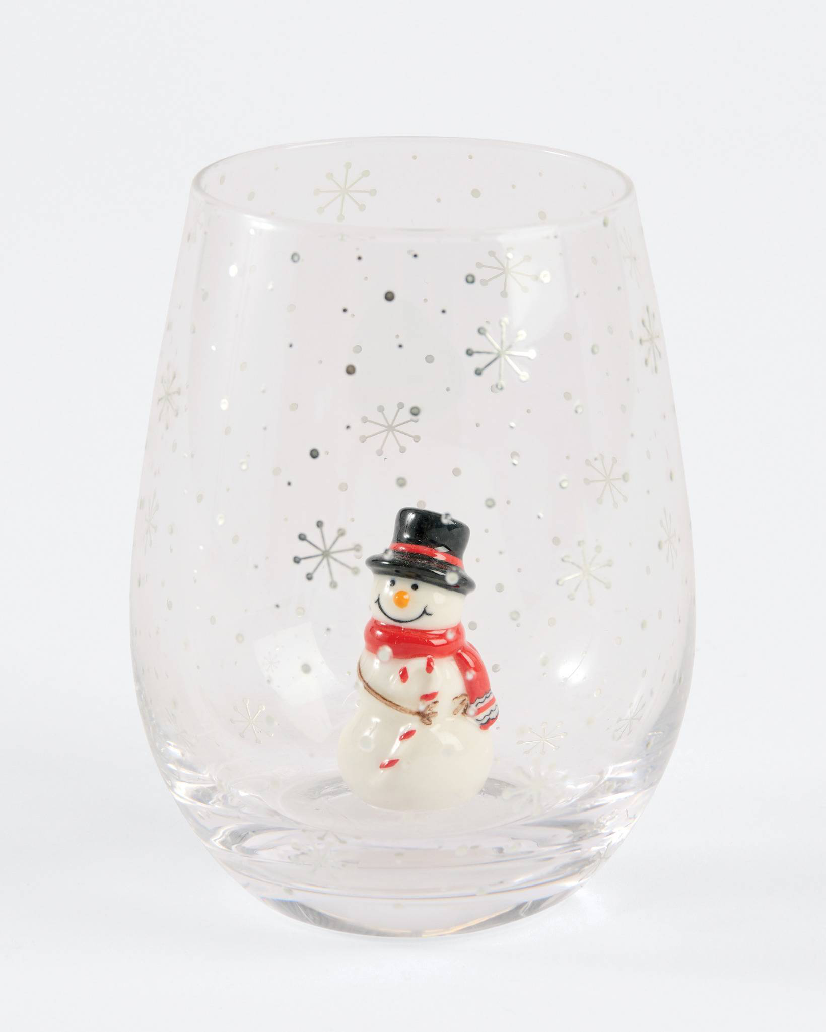 Inner Snowman Detail Stemless Wine Glass | Merry Makers | The Paper Store