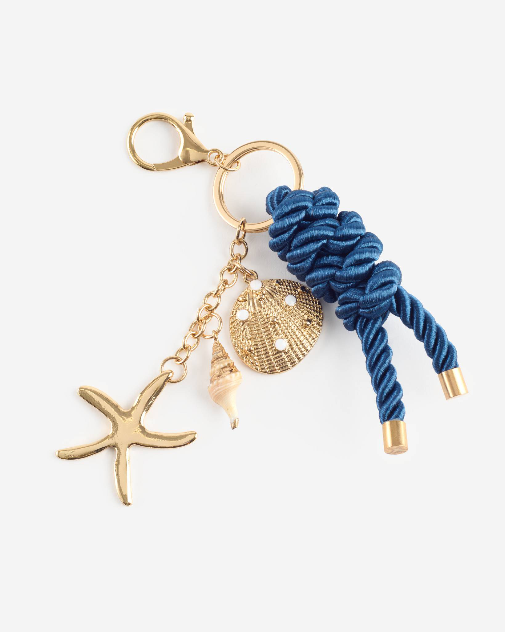 Gold Shells and Navy Rope Bag Charm | Uncharted Threads | The Paper Store