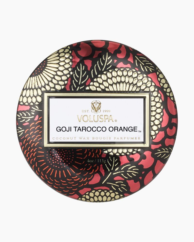 Goji Tarocco Orange Mini Tin Candle | Voluspa | The Paper Store