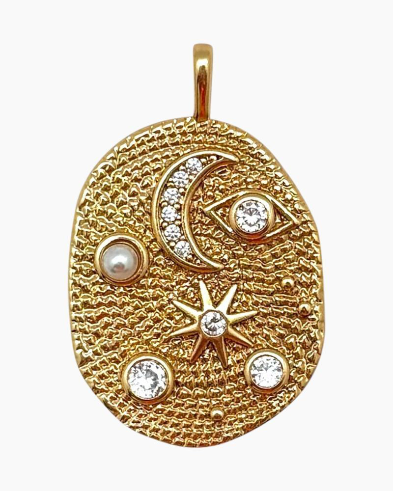 Sky Full of Stars Oval Charm in Gold | Shiver + Duke | The Paper Store